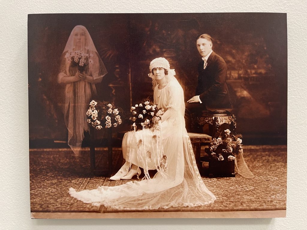 Self Portrait as Ghost (Bridesmaid in Sepia) by Julie K. Gray - See Saw Art